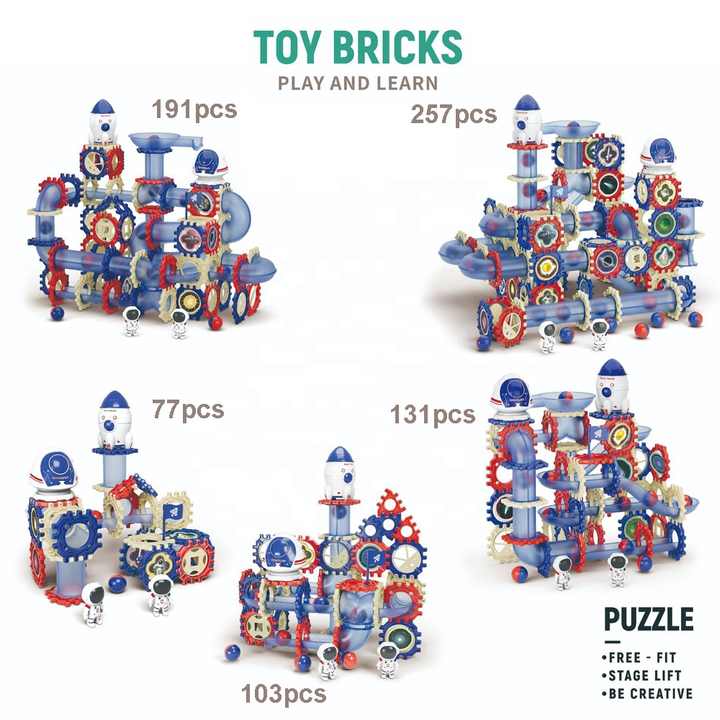 257pcs Rolling Ball Race Track Toy Blocks Set DIY Assemble