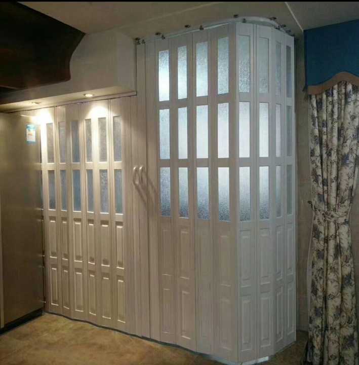 Carved Plastic PVC Crystal Sliding Door - Luxury Accordion