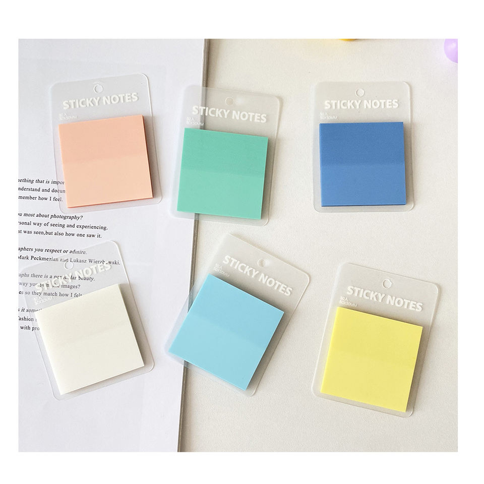 50 Sheets Transparent PET Sticker Notes Clear Memo Pad Sticky Message ...