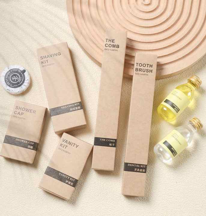 FSC Kraft Paper Box Package Luxury Hotel Bathroom Kit Custom Amenity ...