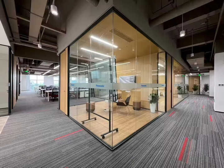 Glass Partition Wall Temporary Wall Partition Office Space Separator ...