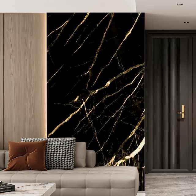 Luxury Gold Black Marble PVC Board - Decorative & Durable