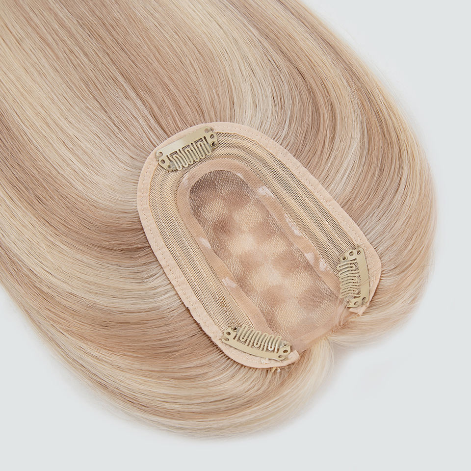 Cuticles Aligned Straight Human Hair Blonde Hairpieces Hair Topper ...