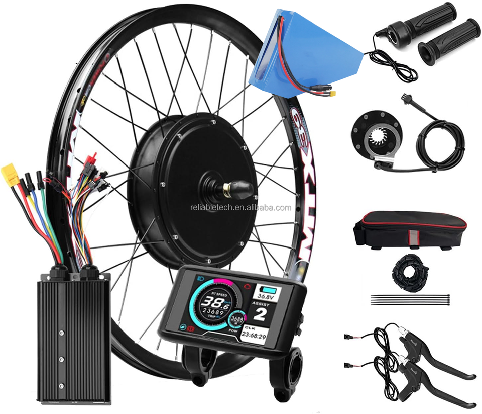 52V 2000W Brushless Hub Motor E-Bike Conversion Kit Lithium Battery ...