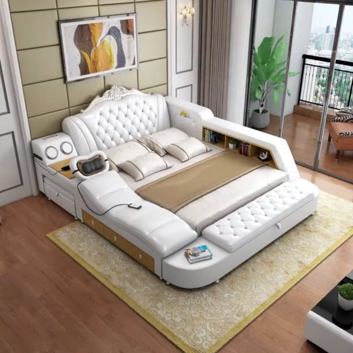 Modern Luxury Multifunctional king Smart Sofa Bed Wooden Bed Frame ...