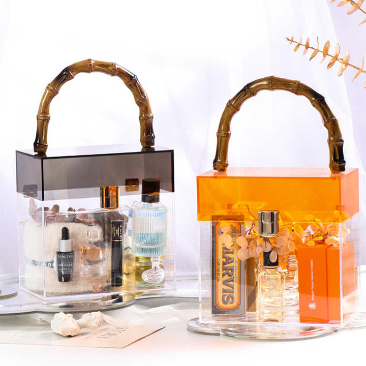 Transparent Acrylic Gift Box with Bamboo Handle - ELM-K1045