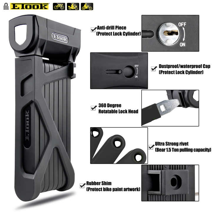ETOOK Multiple Installation MTB Road Bicycle Lock High Security Folding ...