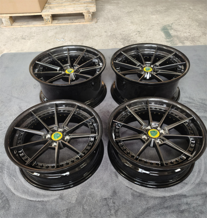 Forged carbon fiber 4X100 rims 17 18 inch alloy wheel hyper black sport ...