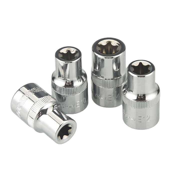 14 PC E Torx Star Female Bit Socket Set for 1/2"/3/8"/1/4" Drive E4 -E24