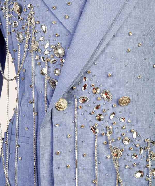 Custom Rhinestone Shining Suit for Men Groom Luxury Prom Pearl Ornament ...