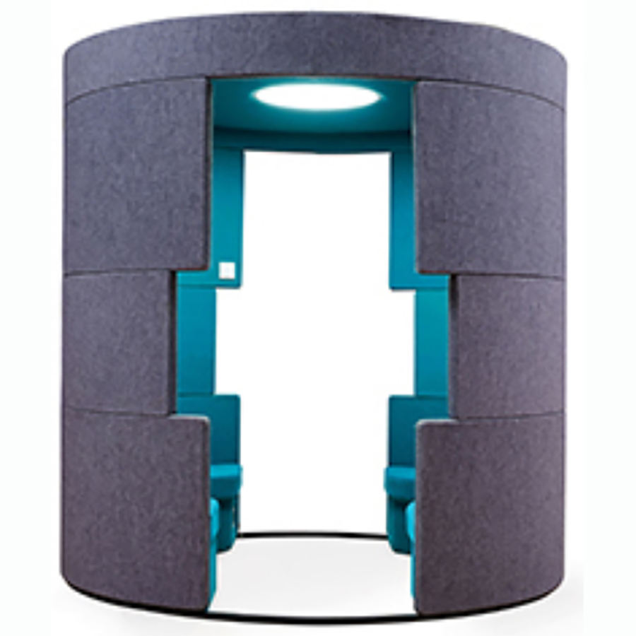 Cylindrical Office Phone Booth with LED Light - Mingle Furniture
