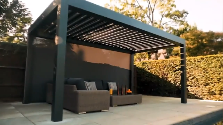 Outdoor Aluminum Motorized Gazebo Veranda Louvered Roof Waterproof ...