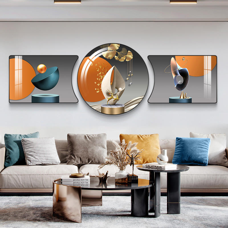 New Design Pvc Aluminum Frame Crystal Porcelain 3pcs/set Living Room ...