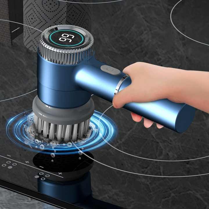 Multi-functional Electric Dish Scrubber Rotating Cleaning Brush With 3 ...