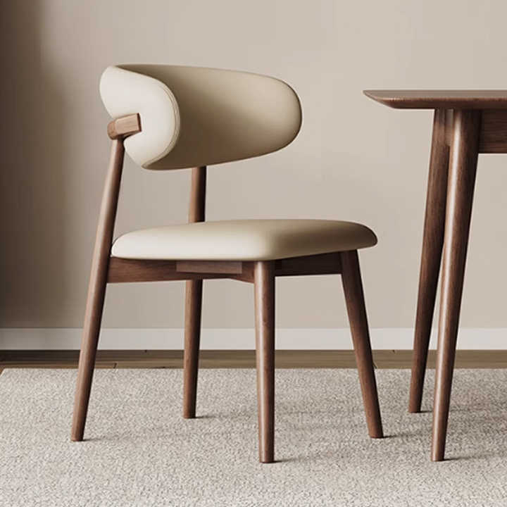 Medieval Style Walnut Solid Wood Dining Chair Modern Designer Leather Backed Dining Chair OY-034 ...