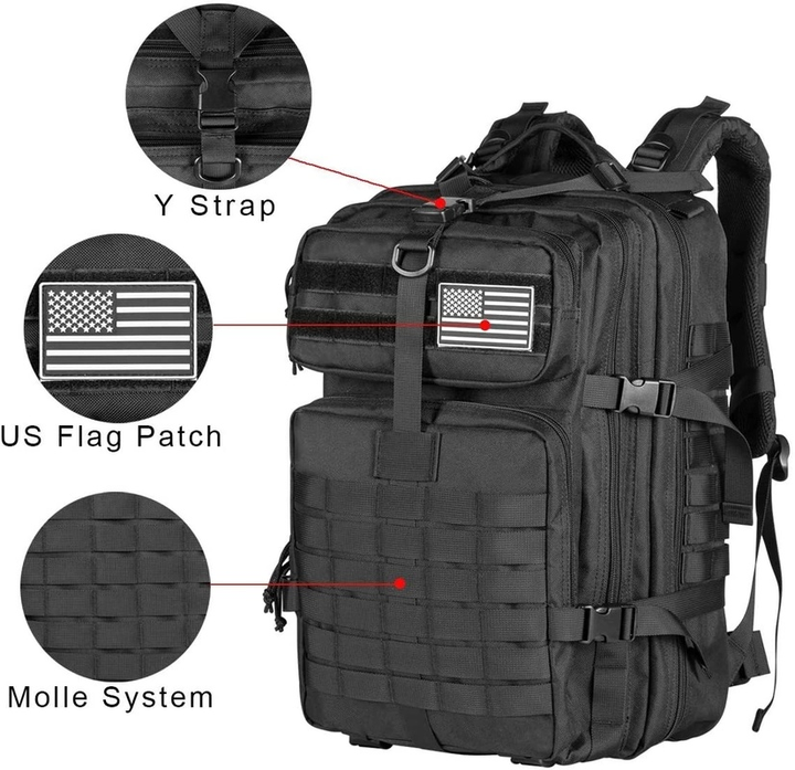 50L Large Tactical Waterproof Outdoor Hiking Molle Black Tactical ...