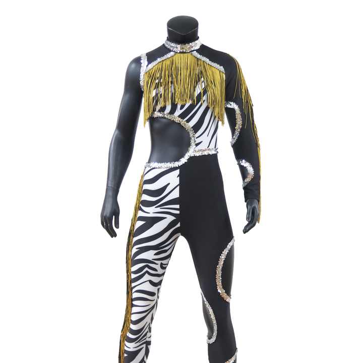 Custom Majorette Uniforms - Black Zebra Strip Sexy Dance Wear