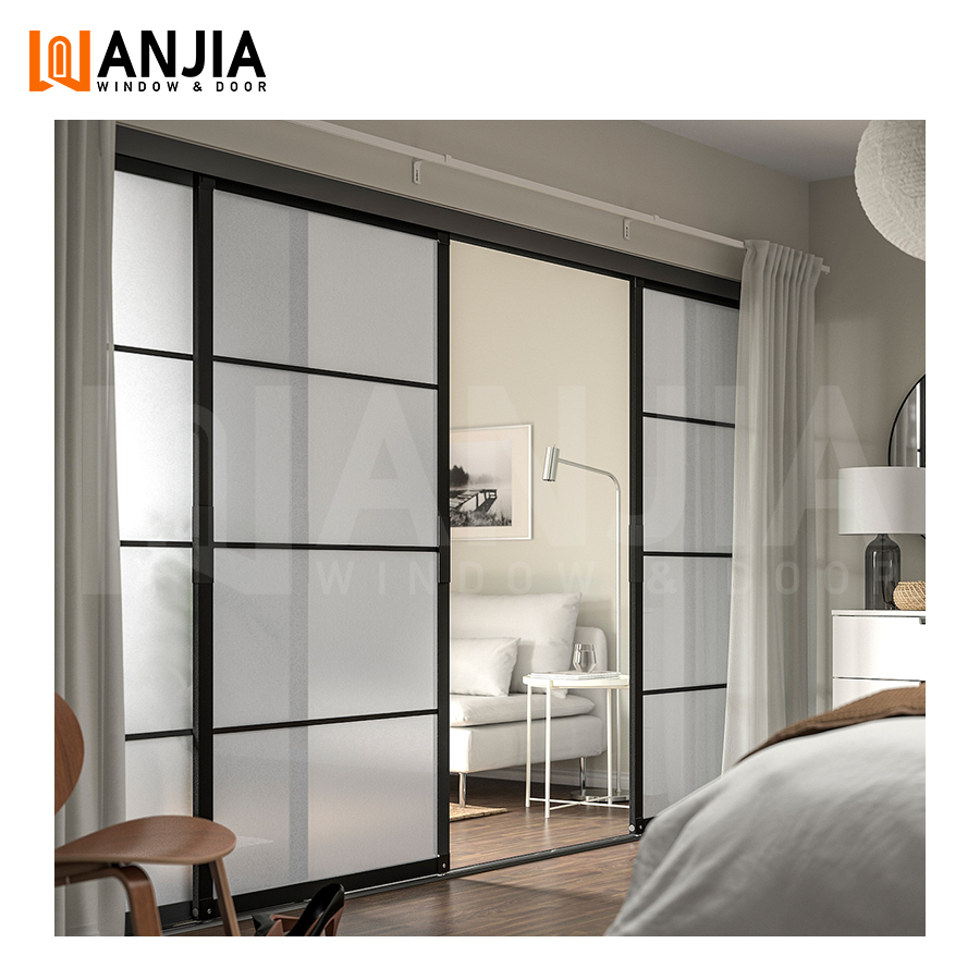 WANJIA Aluminum Grill Sliding Patio Door - Modern Design