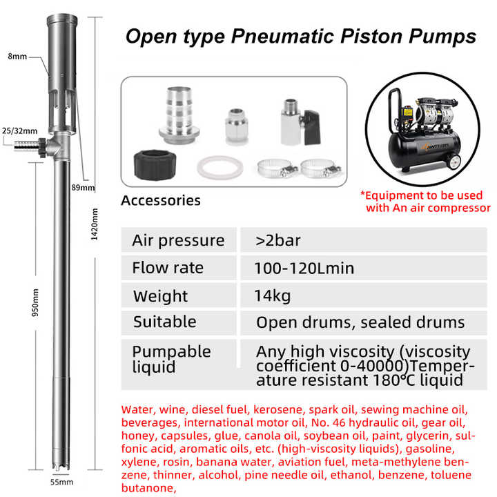 High Viscosity Screw Drum Pump - Pneumatic Barrel Piston Pump