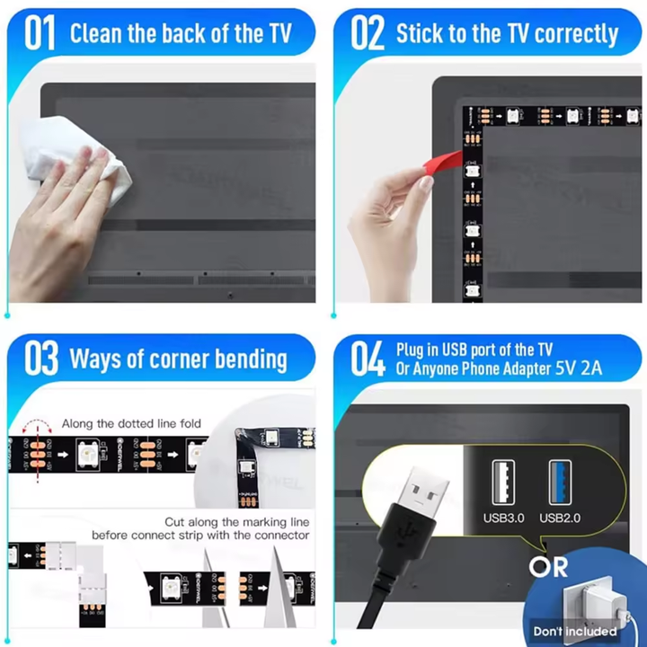 Smart LED 3M 5050 DC5V IP20 Flexible RGB TV Backlight Kit