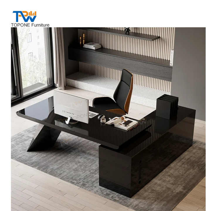 Modern Luxury Office Furniture Wooden Office Table Price L Shaped Black ...