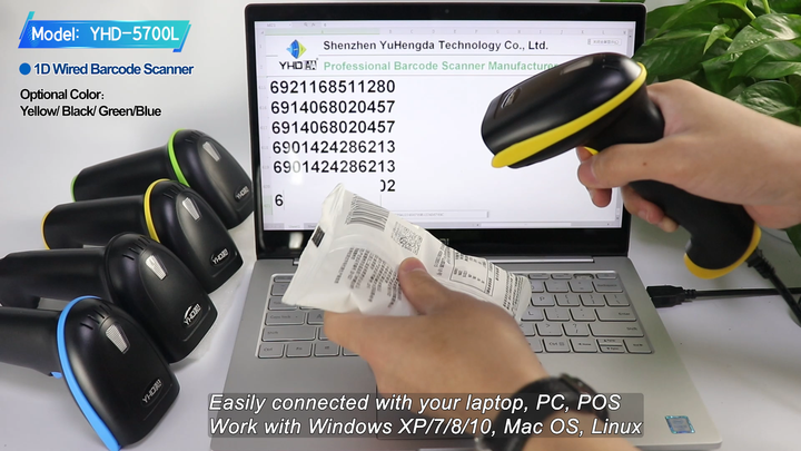 YHDAA High Resolution Fast Scanning Barcode Reader Handheld 1d Wired ...