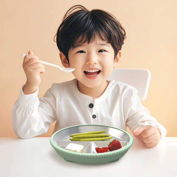 Wellfine Children Food Container Kids Dining Silicone Stainless Steel ...