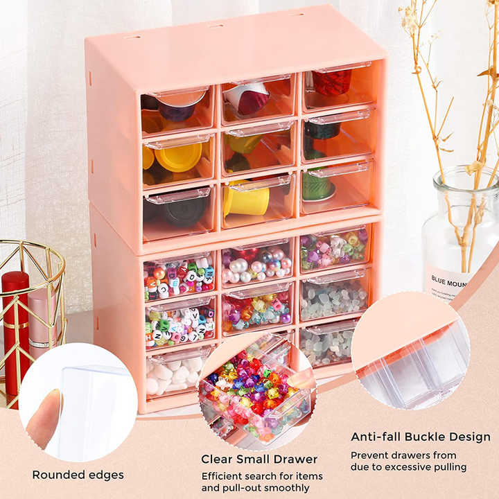 3 Tier Desktop Organizer Plastic Storage Box with Drawer 9 Grids Mini ...