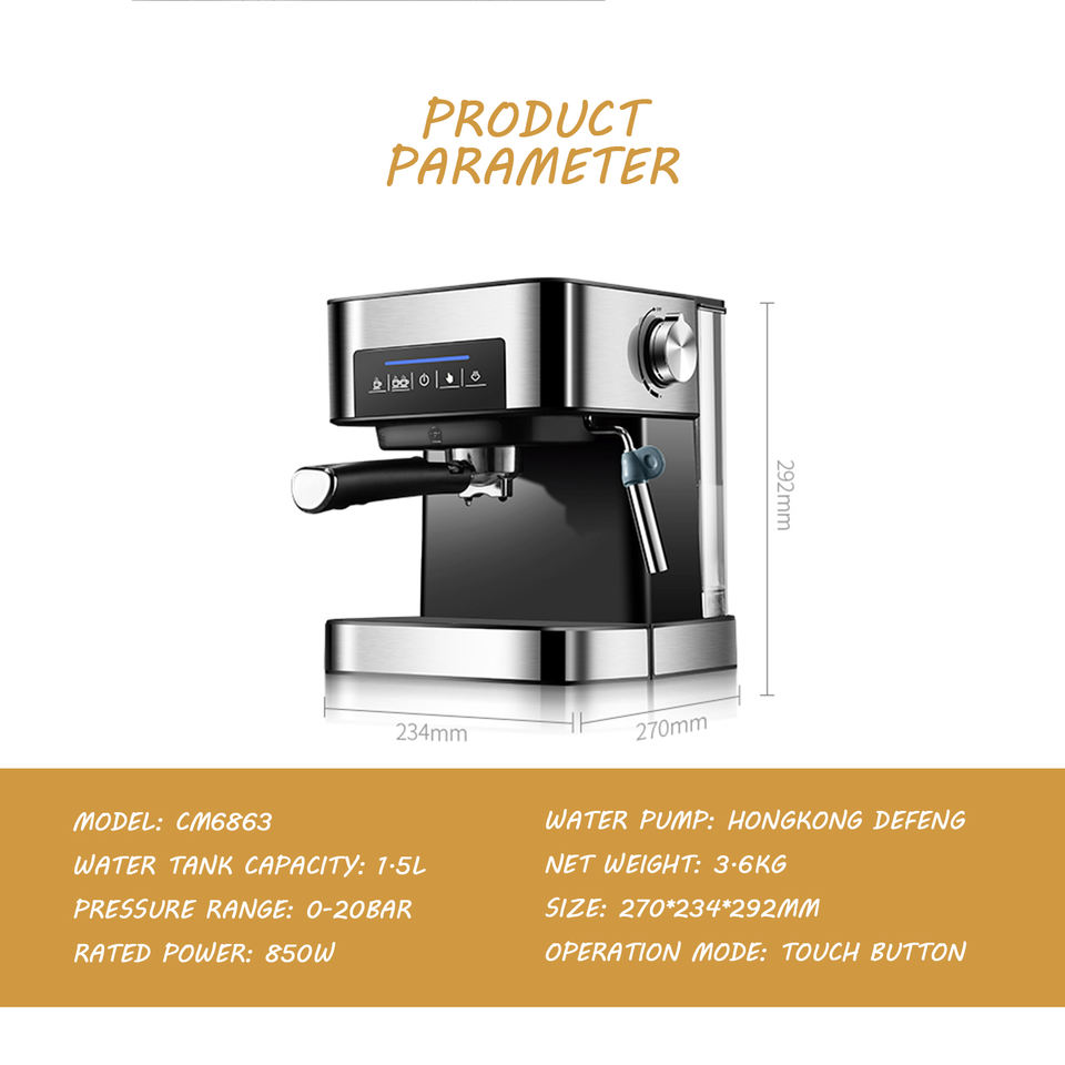 Fully Automatic Stainless Steel Espresso Maker with Touch Display ...