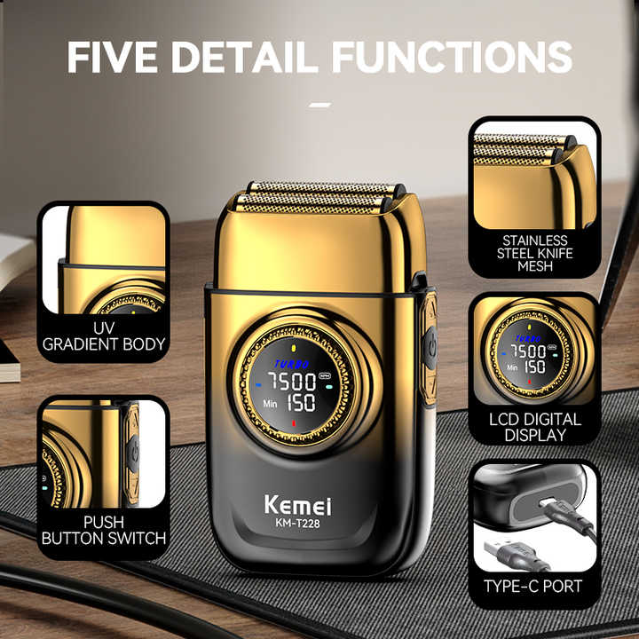 KEMEI Kmt228 7500RPM Fast Speed LCD Display Gradient Color Hair Shaver ...