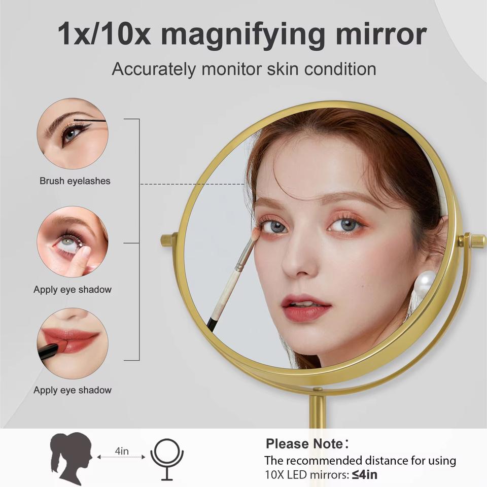 8 Inch Double Sided HD Stainless Steel Frame Round Gold/Silver ...