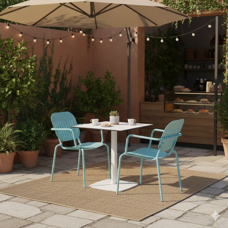 Lifepursue Classic Contemporary Semi-Outdoor Bar Table HPL with Metal ...