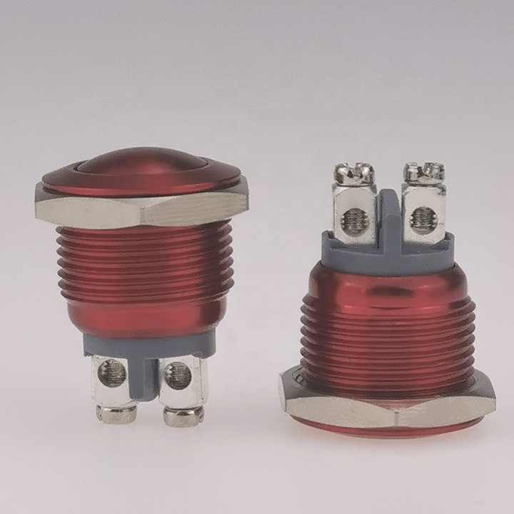 IP65 Waterproof 16mm Red Metal Button Switch 1NO1NC Electronic ...