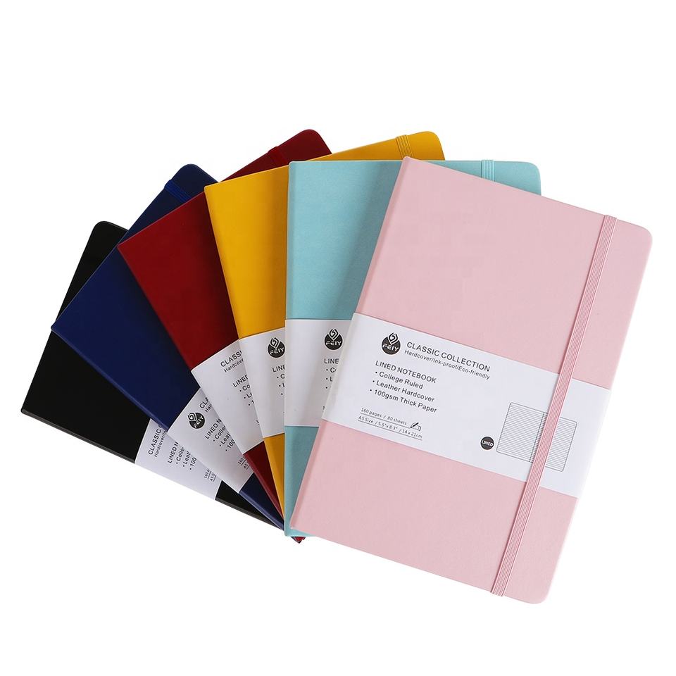 Custom Logo Leather Notebook - A5 Diary with Elastic Band