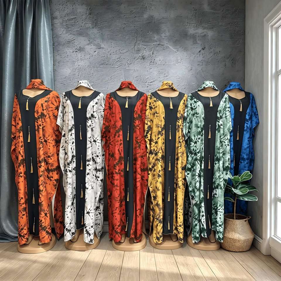 2026 Hot Sale African Kaftan Muslim Women Abaya Batwing Tie Dye ...