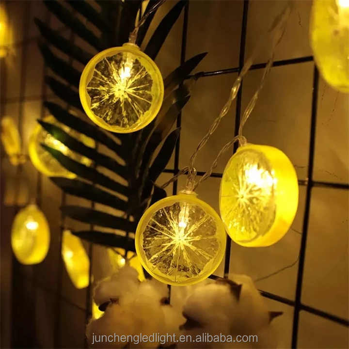 1.5m Fruit Lemon Slice String Lights 10 LED Flashing Garland Hanging ...