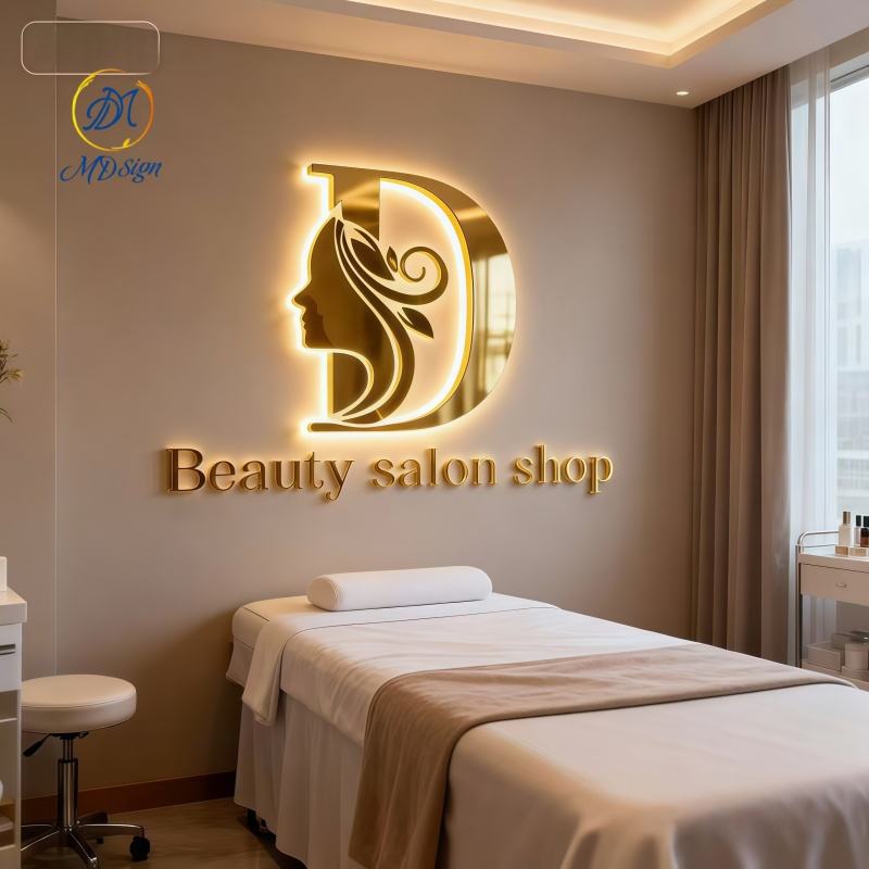 Outdoor Led Letter Signage 3d Gold Backlit Sign Custom Signboard Office ...