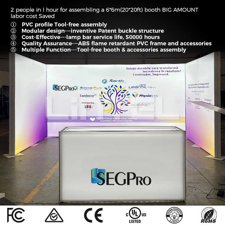 Lintel Exhibition Booth Stand 3x6 Portable Fabric Light Box Backlit ...