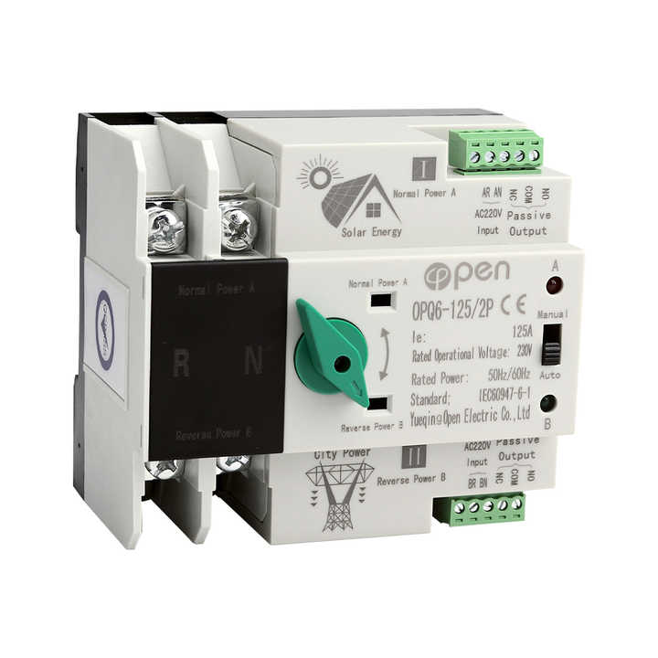 Din Rail ATS PV Solar Inverter - Uninterrupted Power 2P 63A 100A 125A