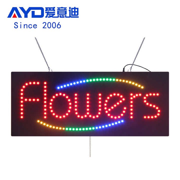 Hot Led Indoor Hanging Advertising Signs 11*27 Inch Bright Flower Shop ...