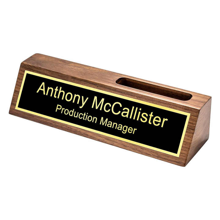 Custom Office Metal Wooden Engraving Name Plates with Business Card ...