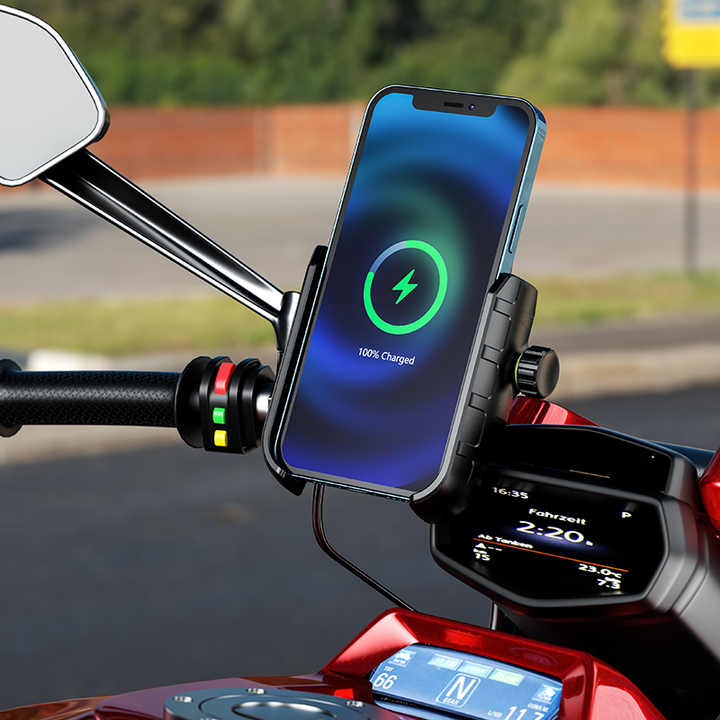 Motorcycle Phone Holder with Wireless Charger - Waterproof