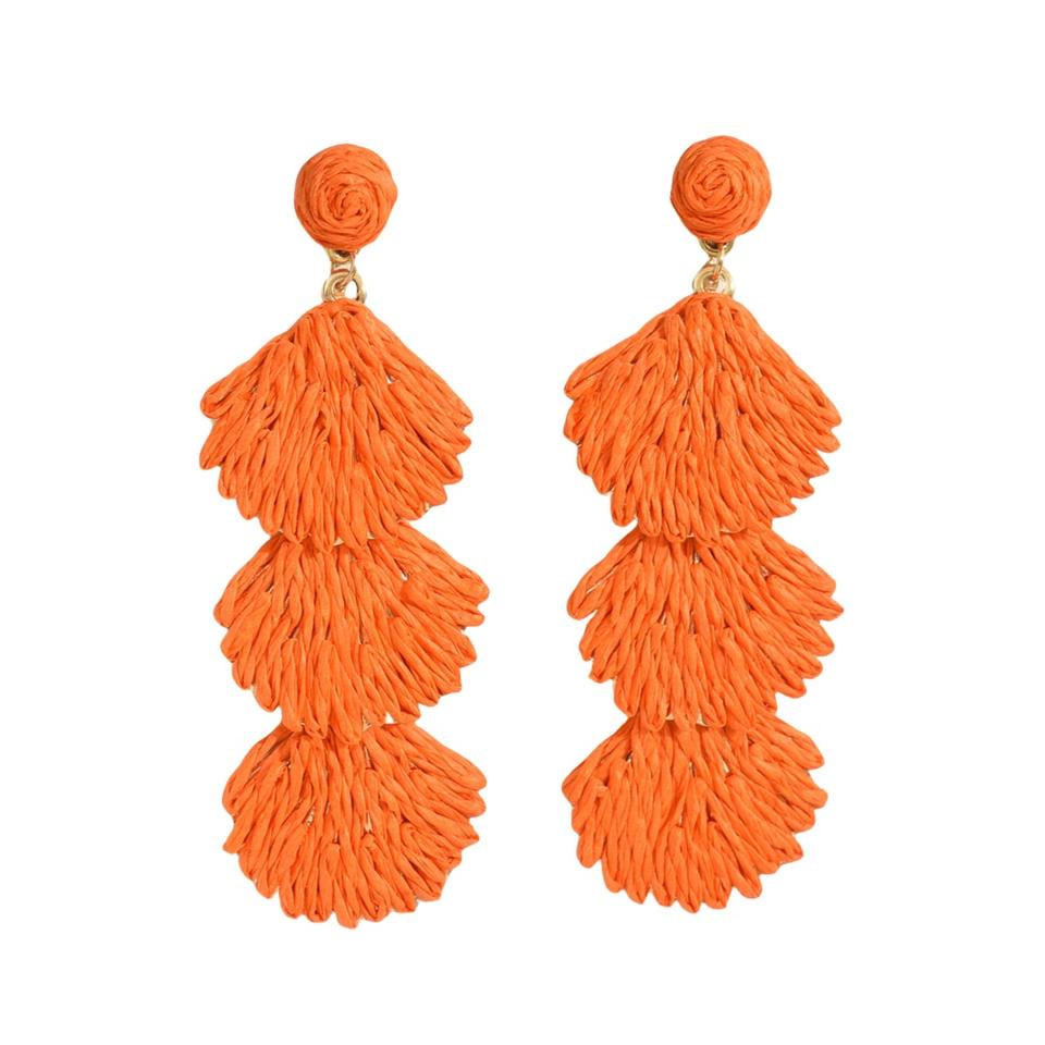 Women Bohemian Multicolor Raffia Shell Drop Layered Long Tassel ...