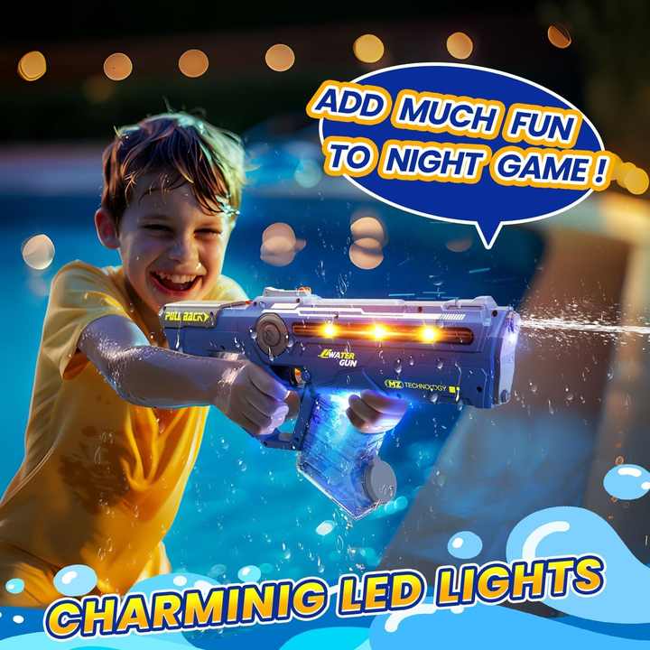 Powerful Electric Water Gun with LED Lights Automatic Water Squirt Gun ...