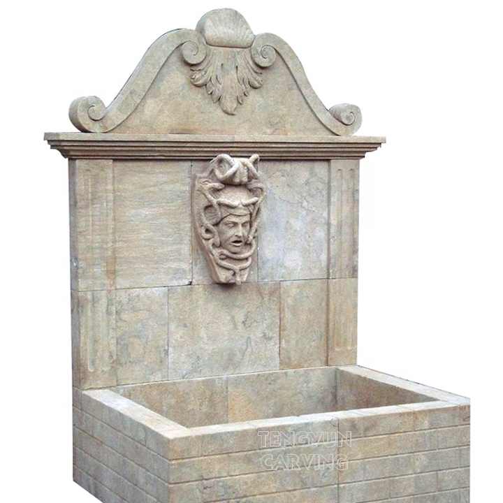 Europe Garden Outdoor Stone Roman Medusa Head Water Fountain