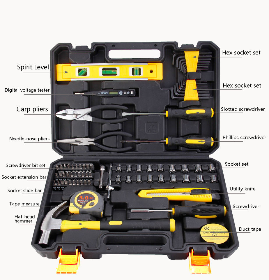 78-Piece Household Combination Tool Set Hardware Toolbox Manual Tools ...