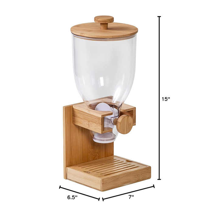 Bamboo Cereal Dispenser Rice Storage Container Clear Storage Bottle ...