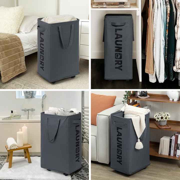 Collapsible Laundry Hamper with Wheels - Durable & Space-saving