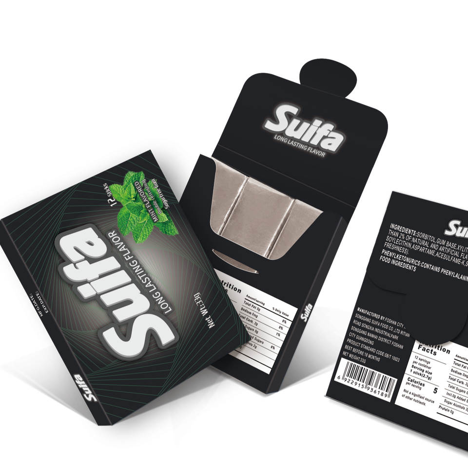 Custom Gum - 12 Strip Energy Jawline Chewing Gum by Suifa