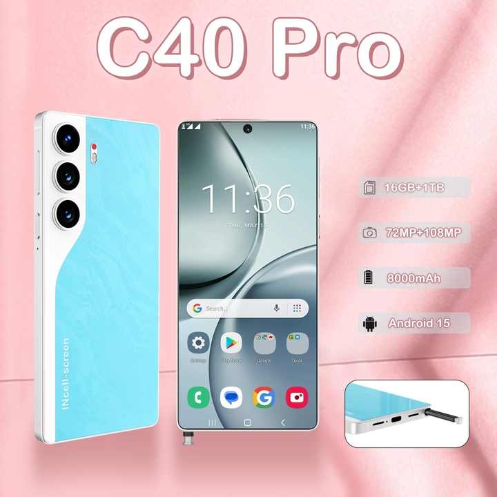 Premium C40 Pro Smartphone - 8 7.3" 16GB 1TB 72MP+108MP 8000mAh Dual ...